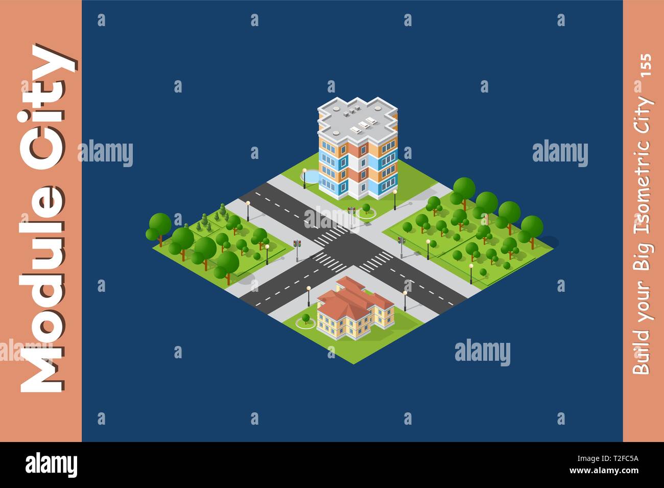 City isometric of urban infrastructure business. Vector building ...