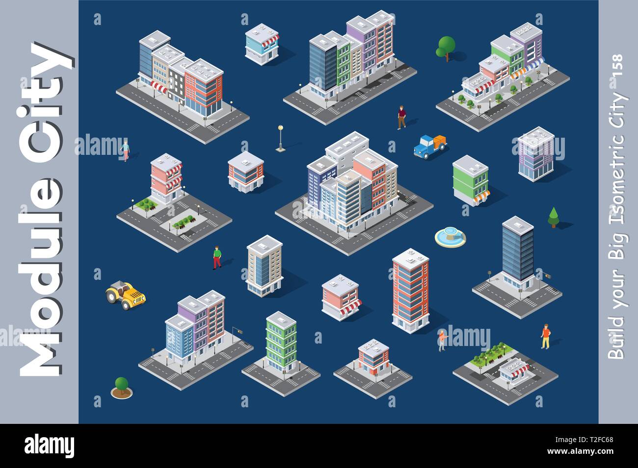 A Set Of Isometric City Objects Of Urban Street Infrastructure Elements ...