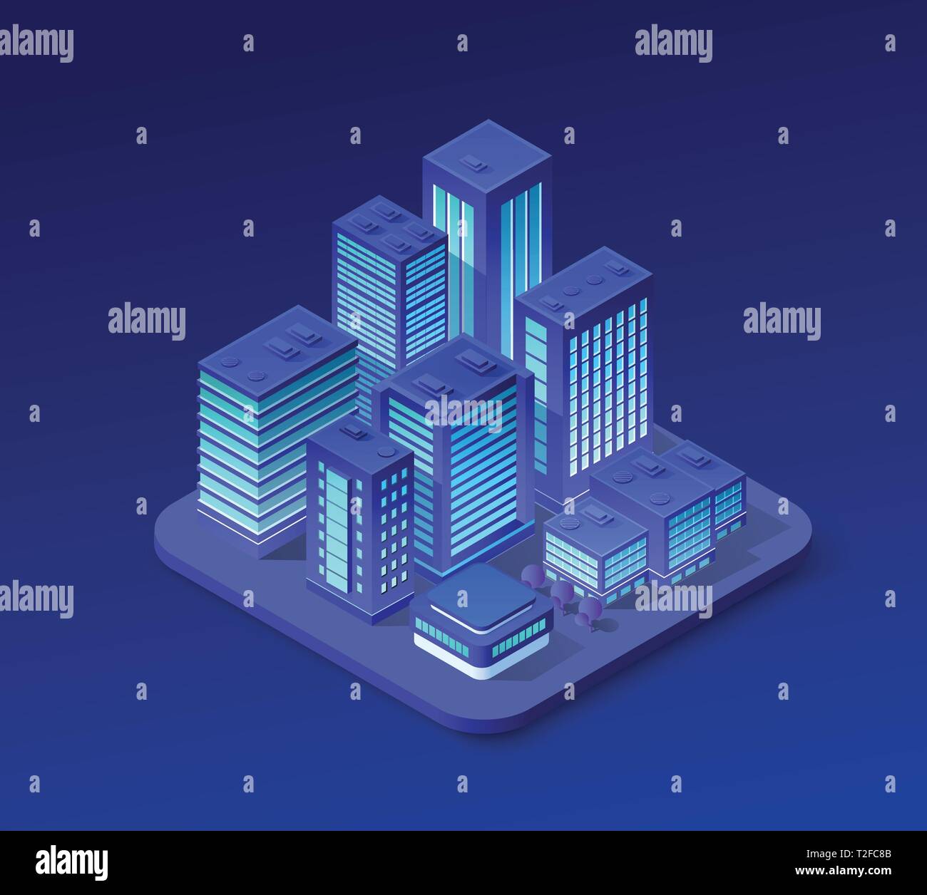 Isometric city set of violet colors 3d building modern town street ...
