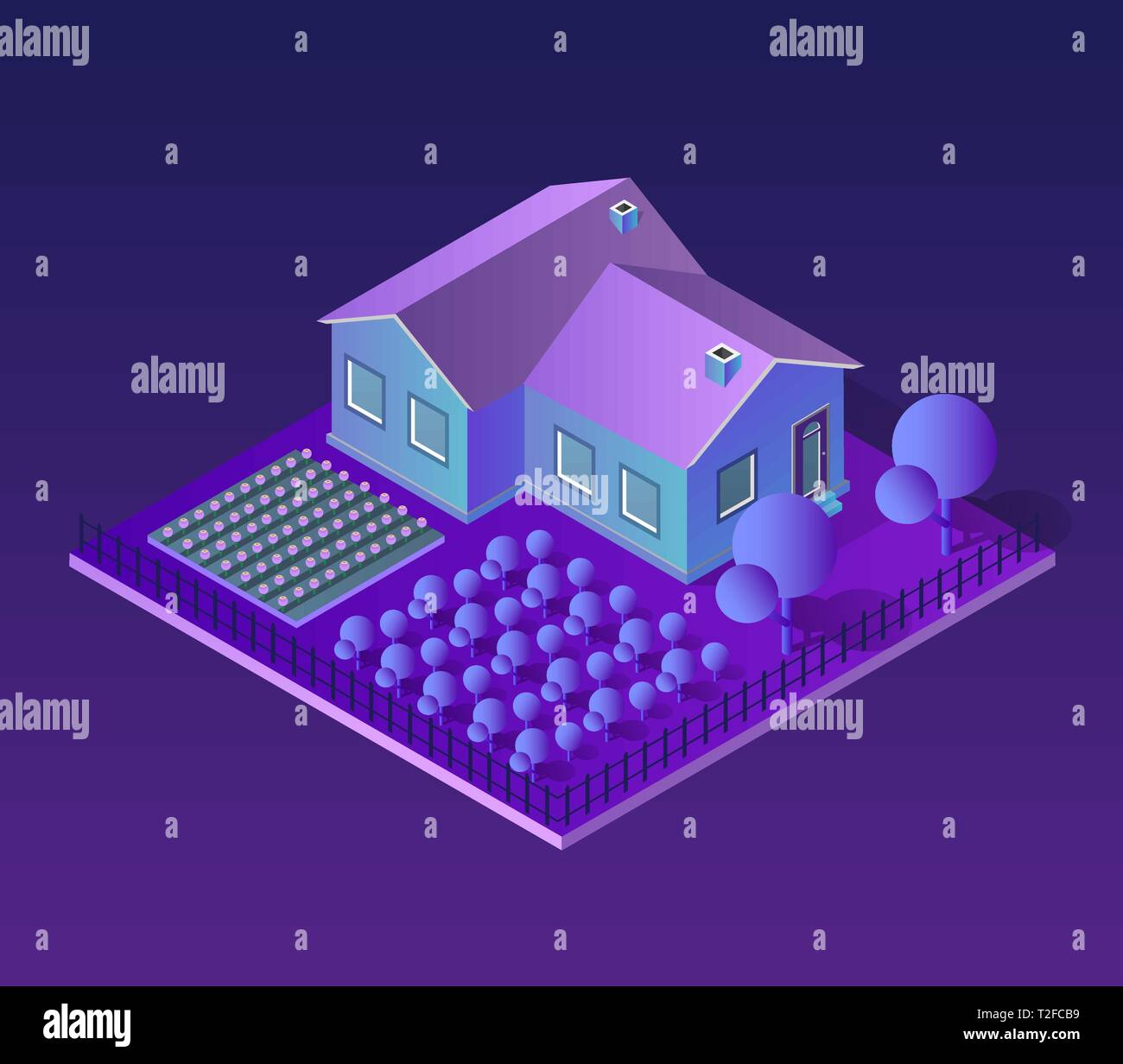 Isometric city of violet colors 3d building modern town street, urban ...