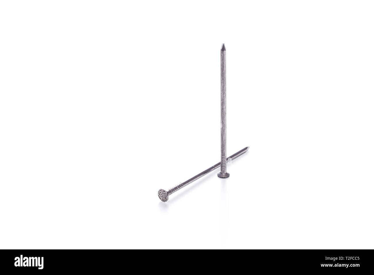 Picture of two long screws on empty white background Stock Photo - Alamy