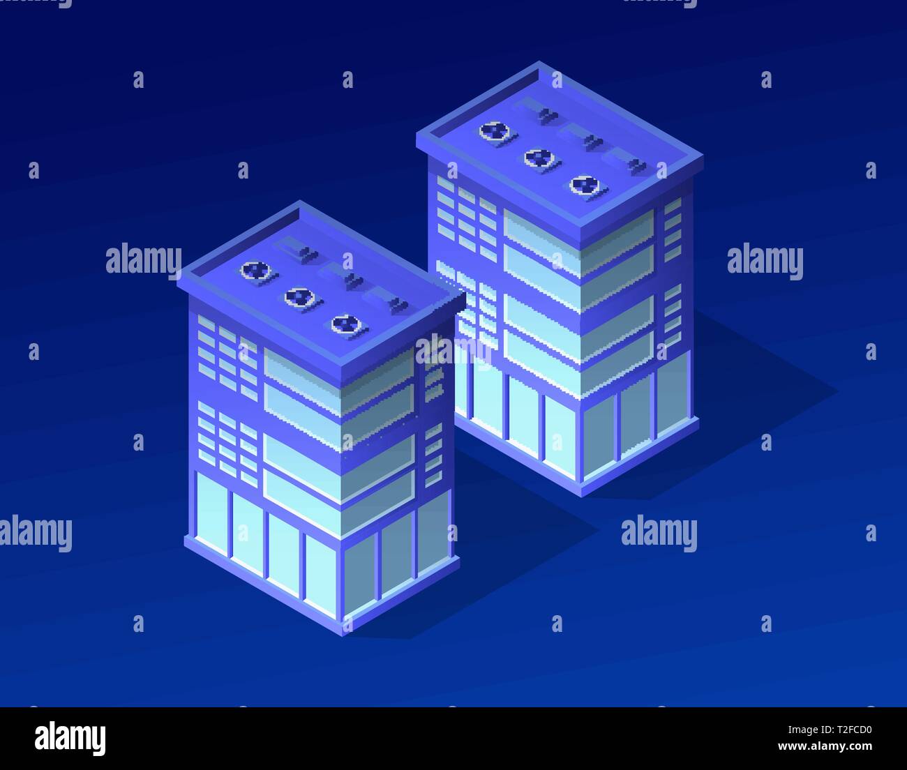 Isometric city of violet colors 3d building modern town street, urban ...