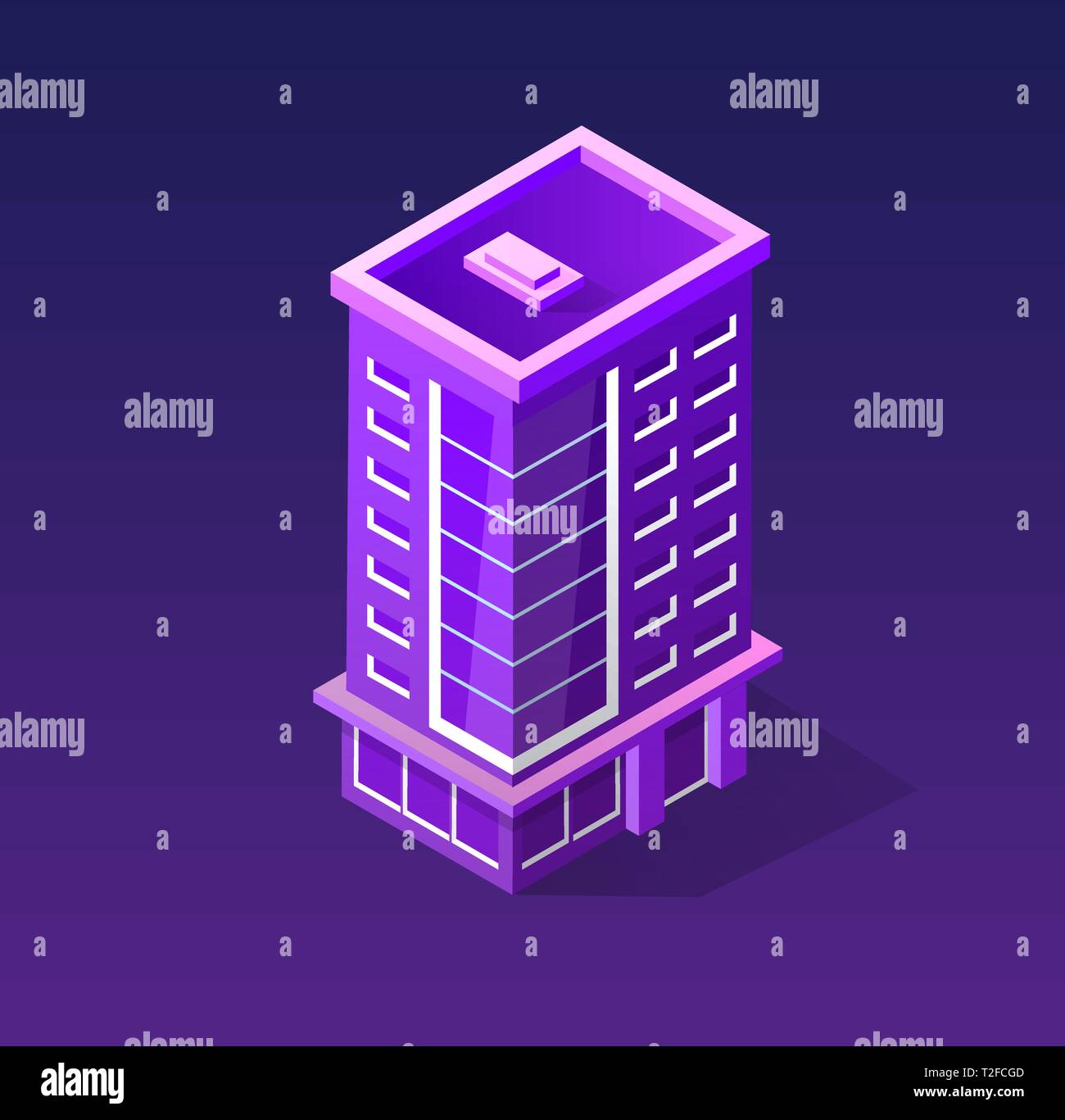 Isometric ultraviolet city of violet colors 3d building modern town ...