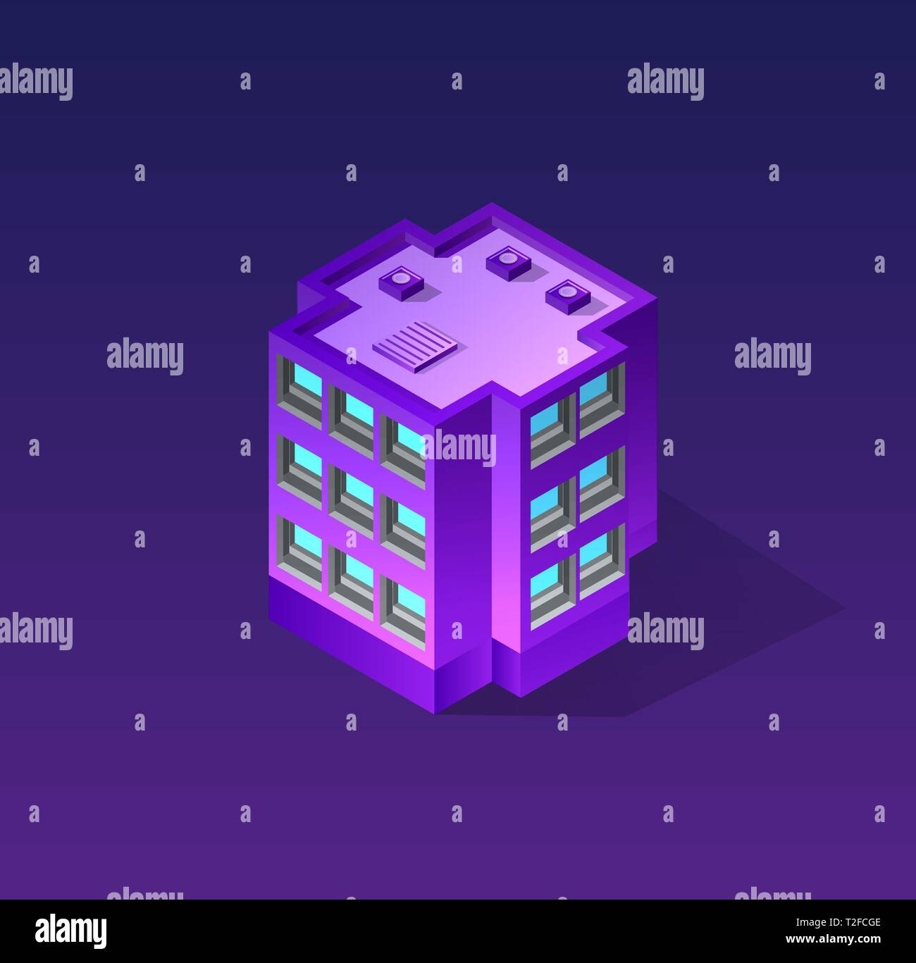 Isometric ultraviolet city of violet colors 3d building modern town ...