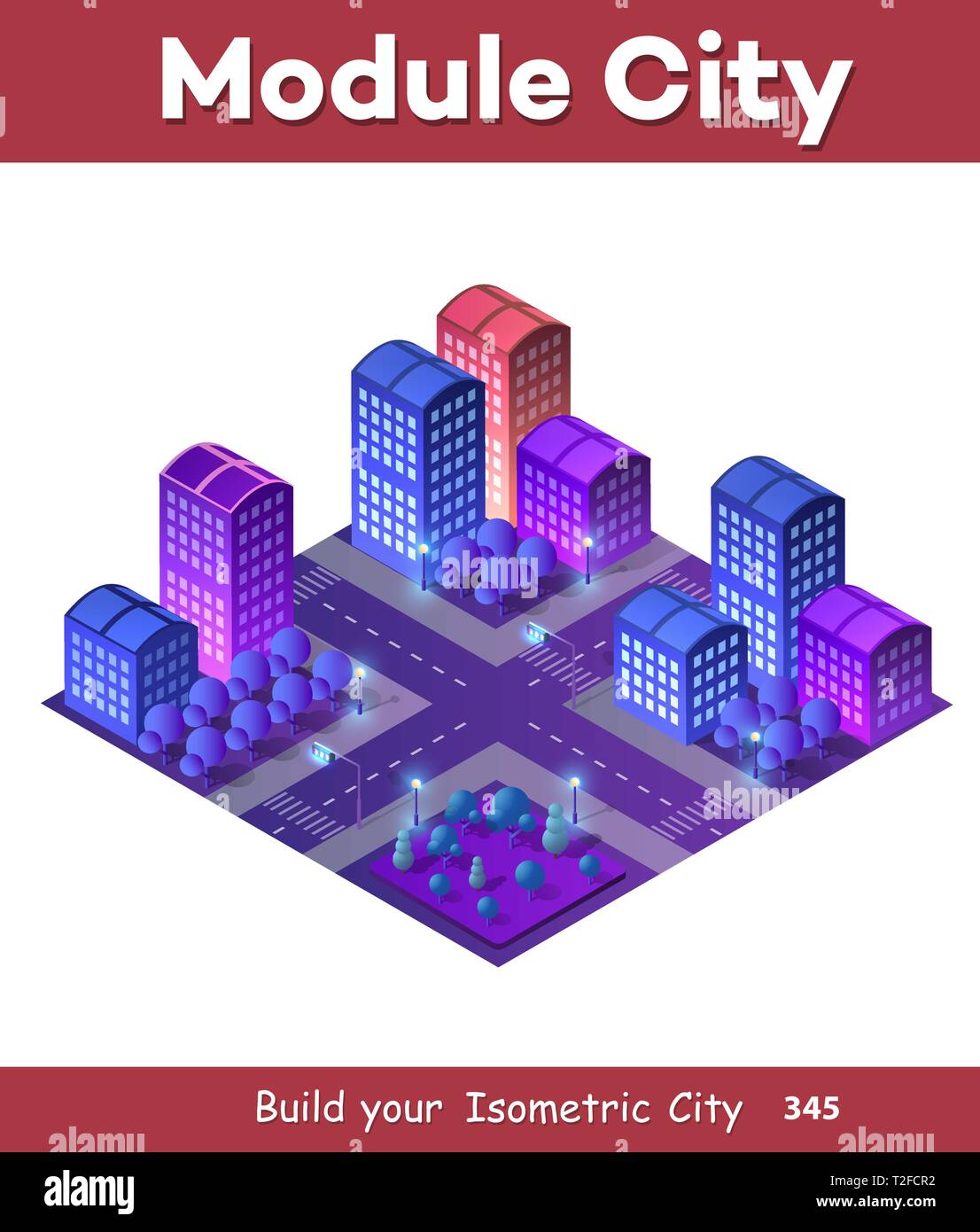 Isometric ultra city concept of violet style, an ultraviolet 3d modern ...