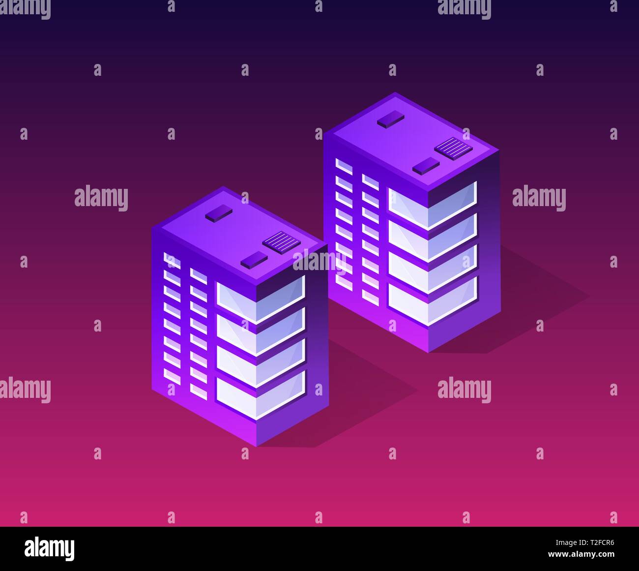 Concept illustration city on purple ultraviolet background from ...