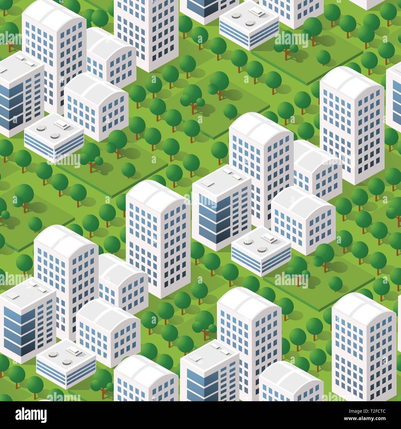 Seamless repeating pattern city isometric architecture business concept ...