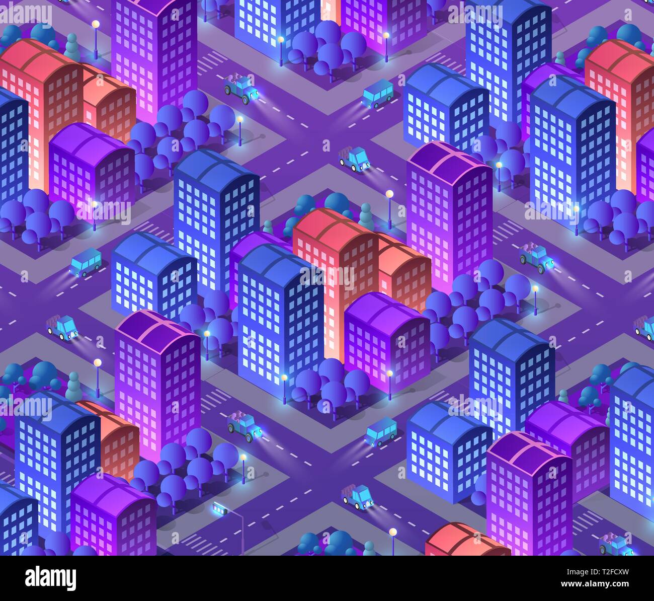 Isometric illustration megapolis city quarter with streets, skyscrapers ...