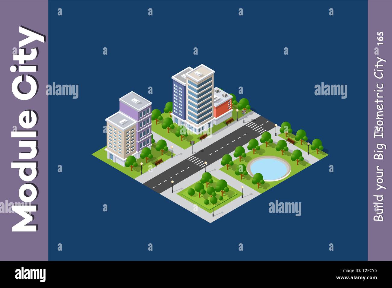 Set of modern isometric buildings and plants for sites and games Stock ...