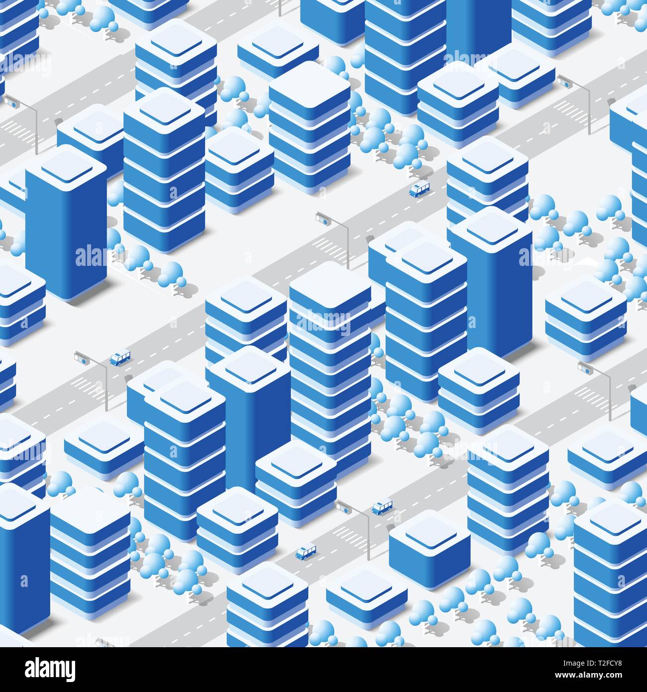 Isometric illustration megapolis city quarter with streets, skyscrapers ...