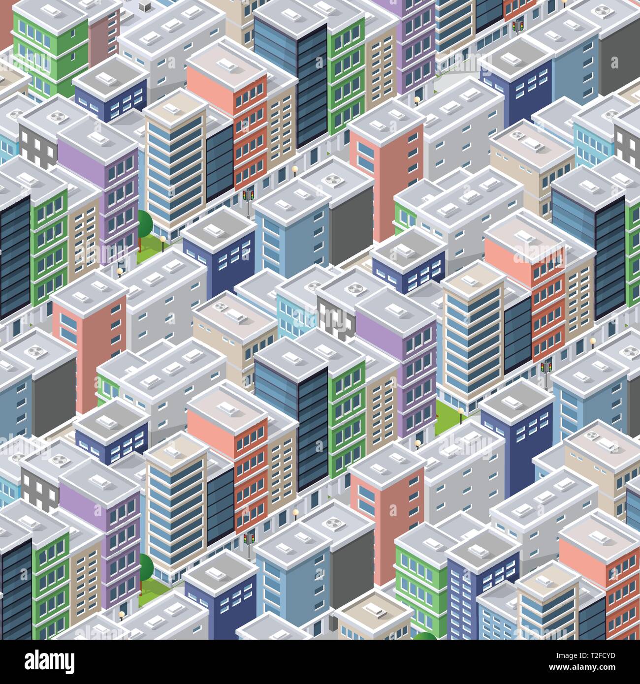 Isometric illustration megapolis city quarter with streets, skyscrapers ...