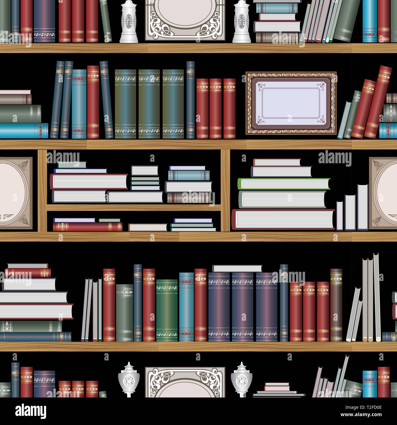 Seamless repeating pattern books shelf cabinet, technology conceptual ...