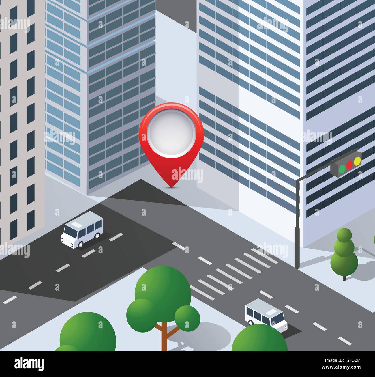 Isometric illustration megapolis city quarter with streets, skyscrapers ...