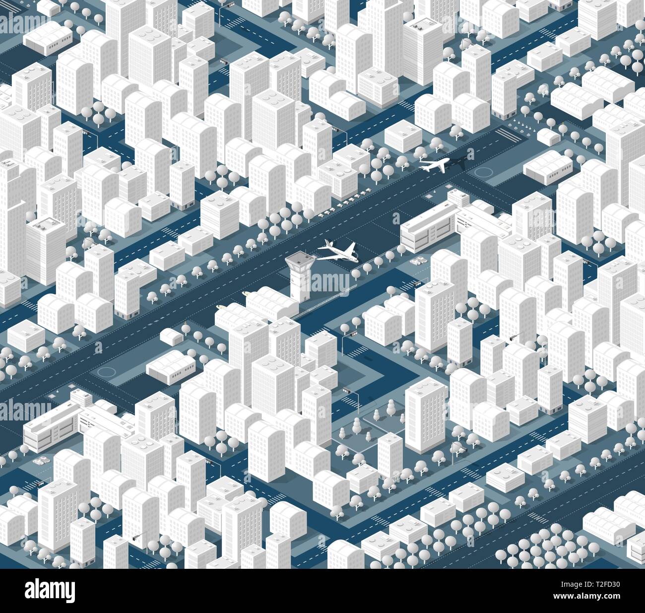 The isometric city with skyscraper from urban building vector ...
