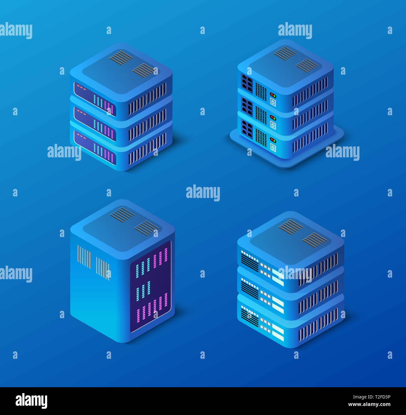 3d Server Set Network Technology Of Connection Data Center Computing