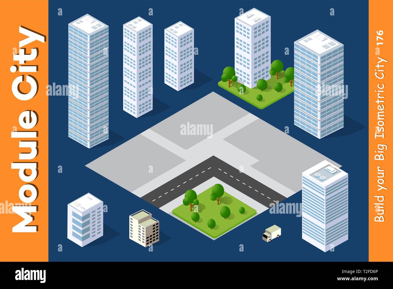 Vector isometric urban architecture building of the modern city with ...