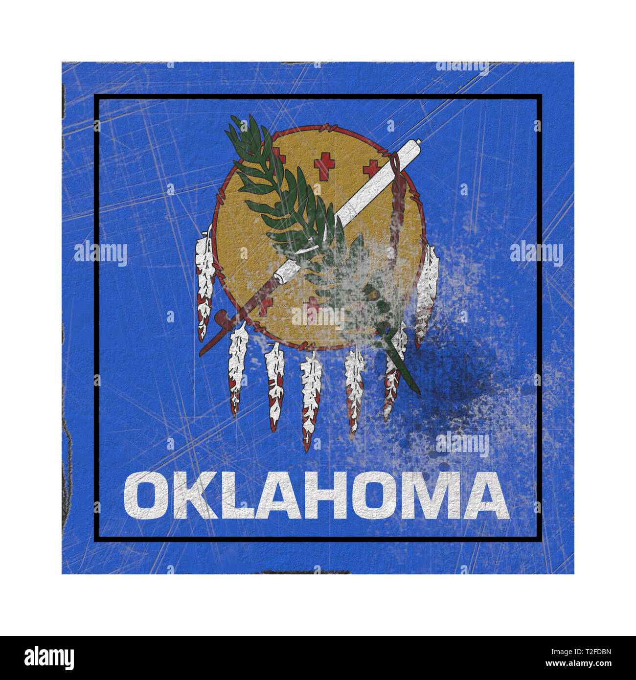 3d rendering of an Oklahoma State flag on a rusty surface Stock Photo ...