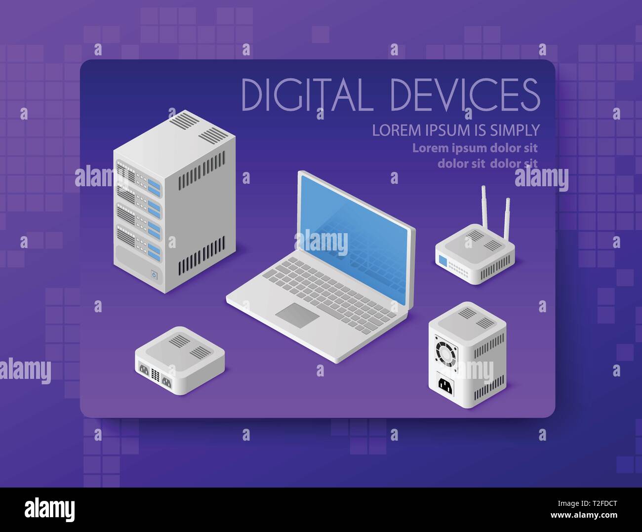 Isometric Personal Computer with a screen, and keyboard. PC personal ...