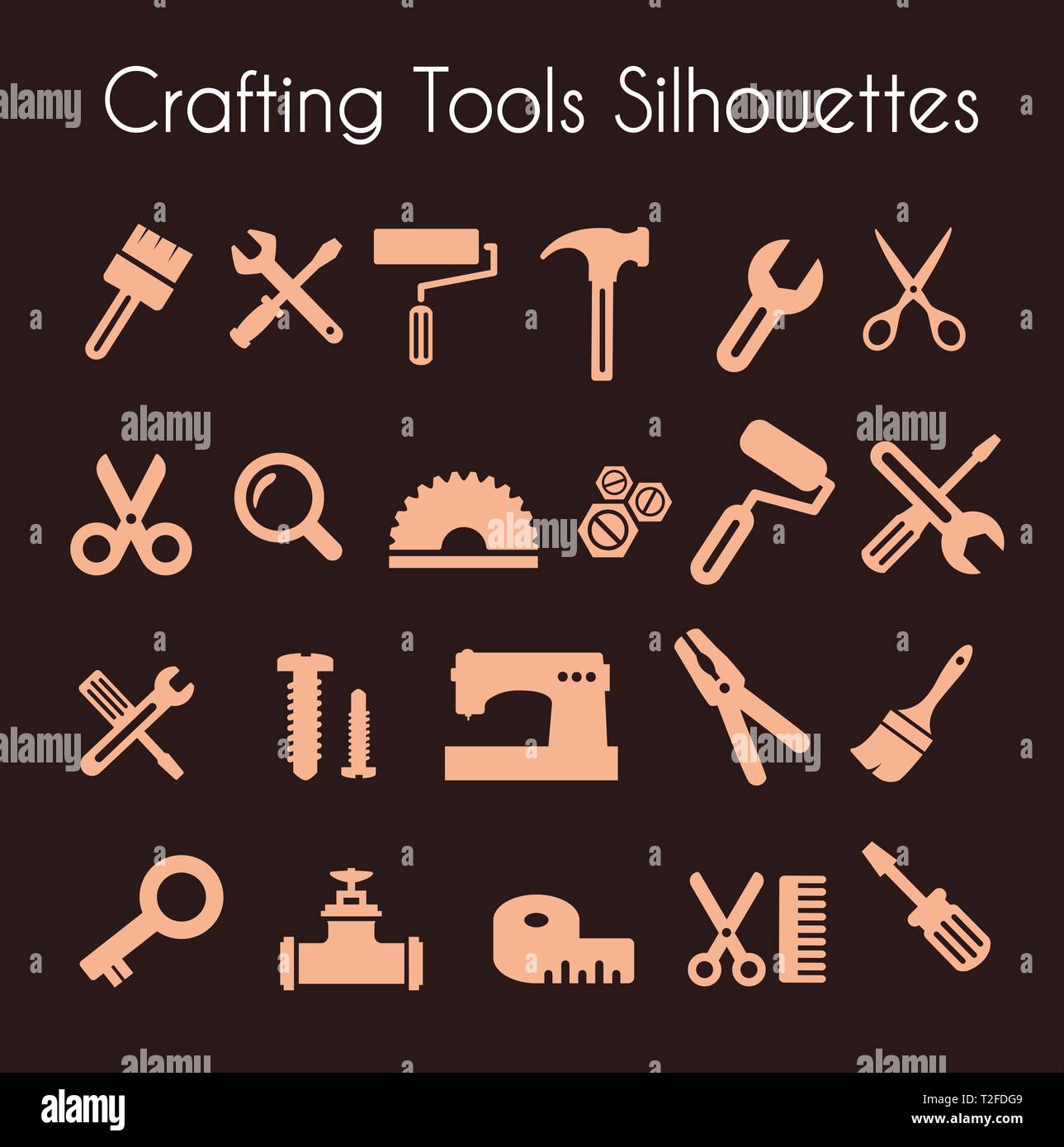 Set of silhouette tools for construction and building industry Stock ...