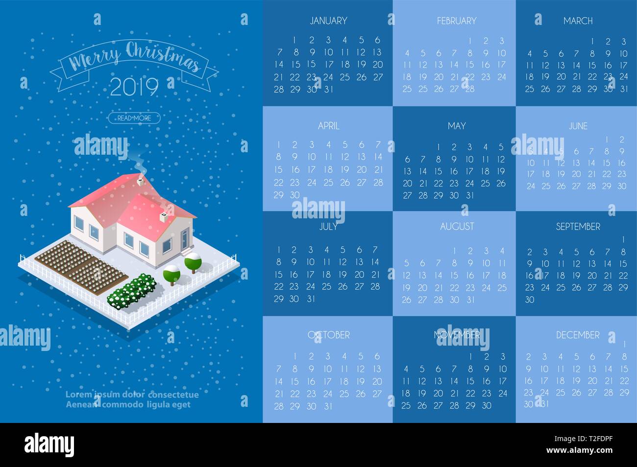 Calendar template with days and months of the current new year with an ...