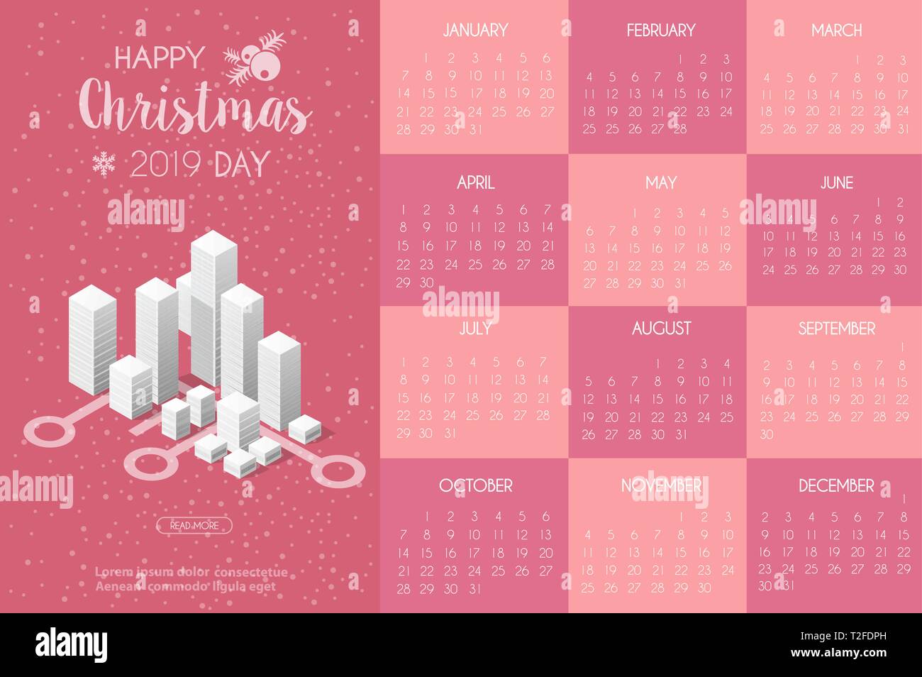 Calendar template with days and months of the current new year with an ...