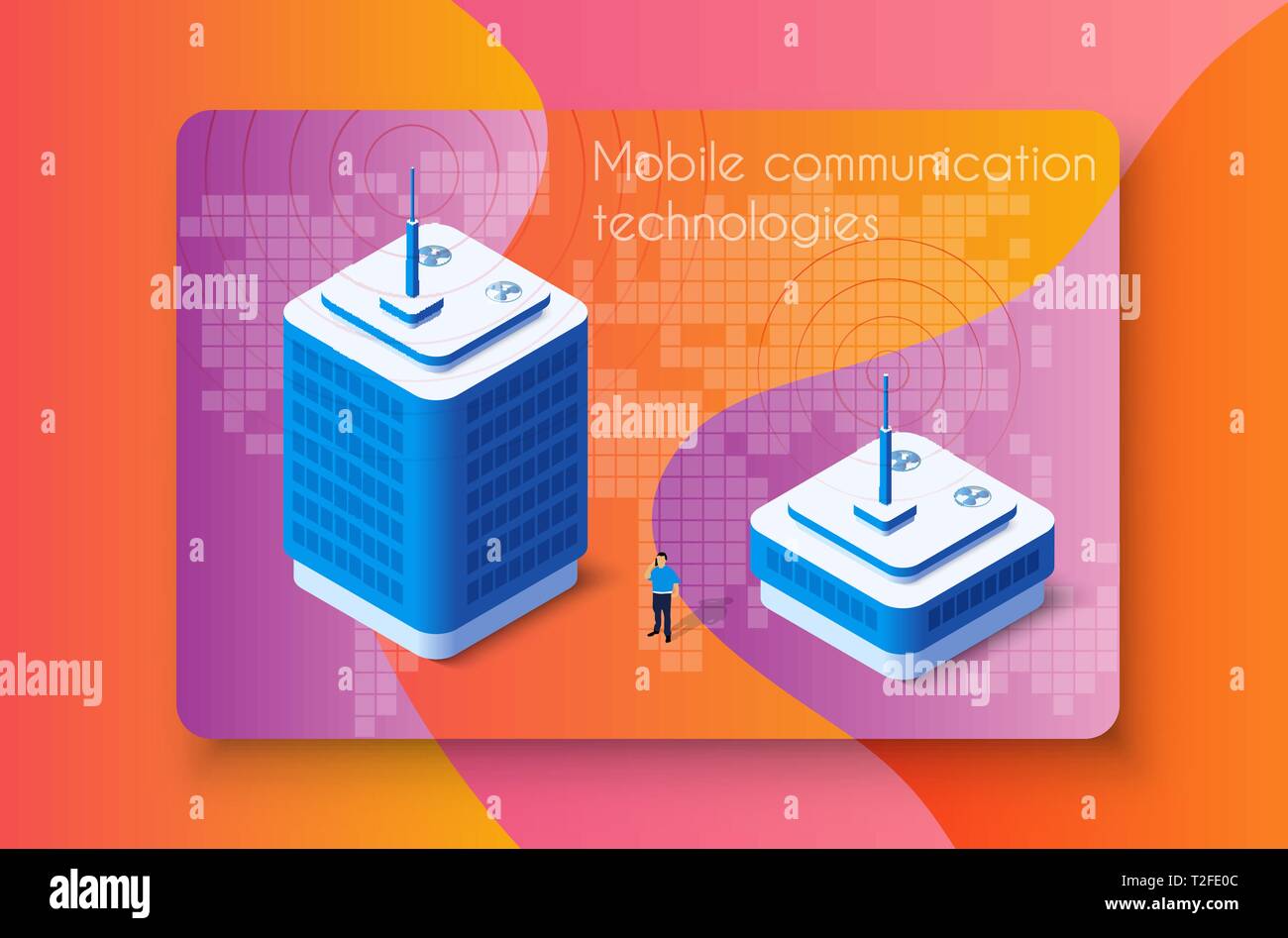 Mobile communication technology concept business illustration of a ...