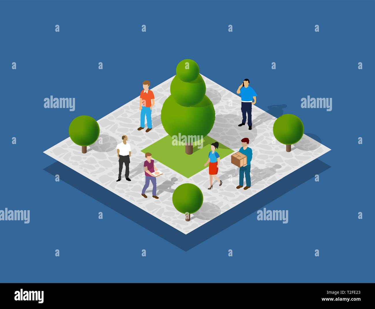 City park with people and trees. Urban infrastructure illustration ...