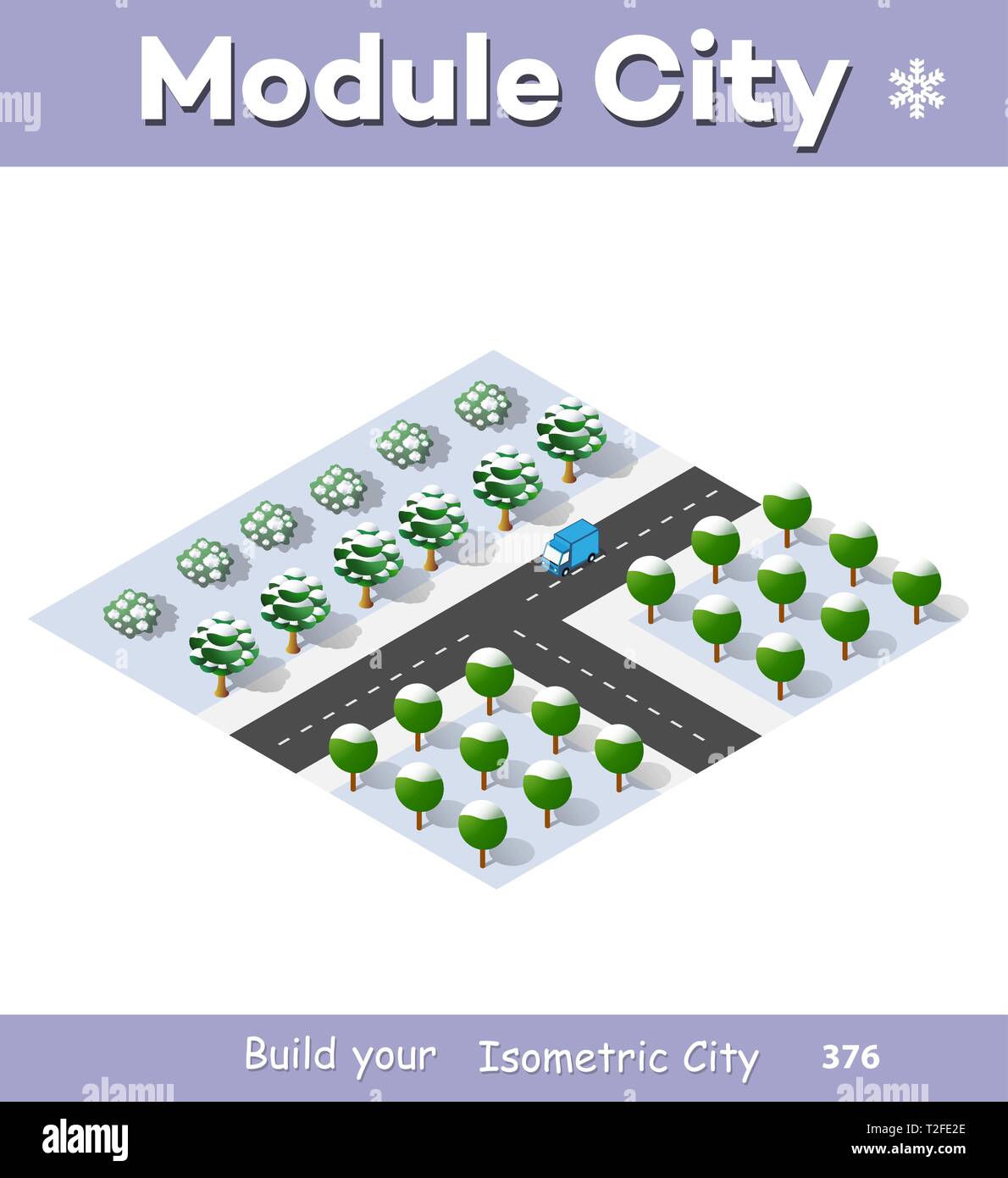 Winter Christmas and New Year is an isometric city with streets, roads ...