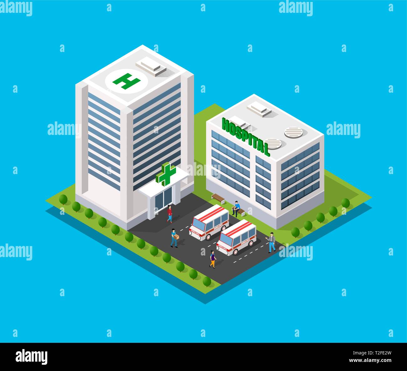 Hospital Isometric 3d Building Health Urban of architecture ...