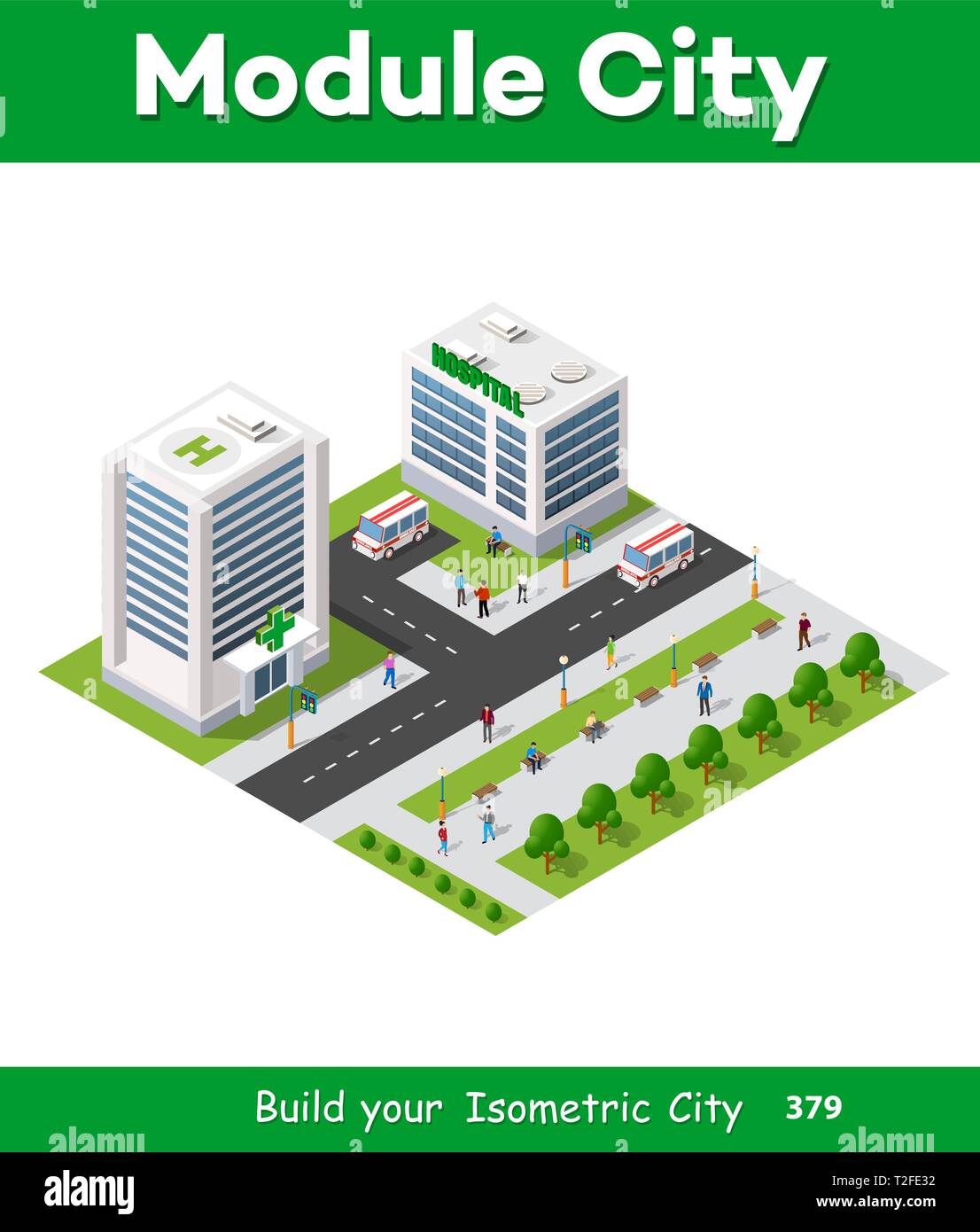 Hospital Isometric 3d Building Health Urban of architecture ...