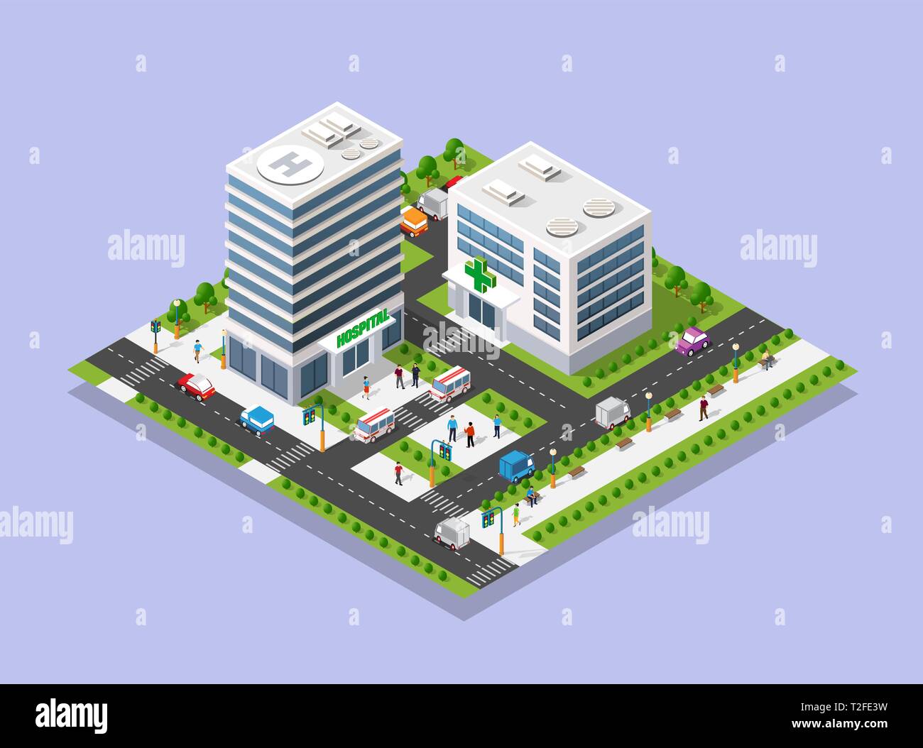 Hospital Isometric 3d Building Health Urban of architecture ...