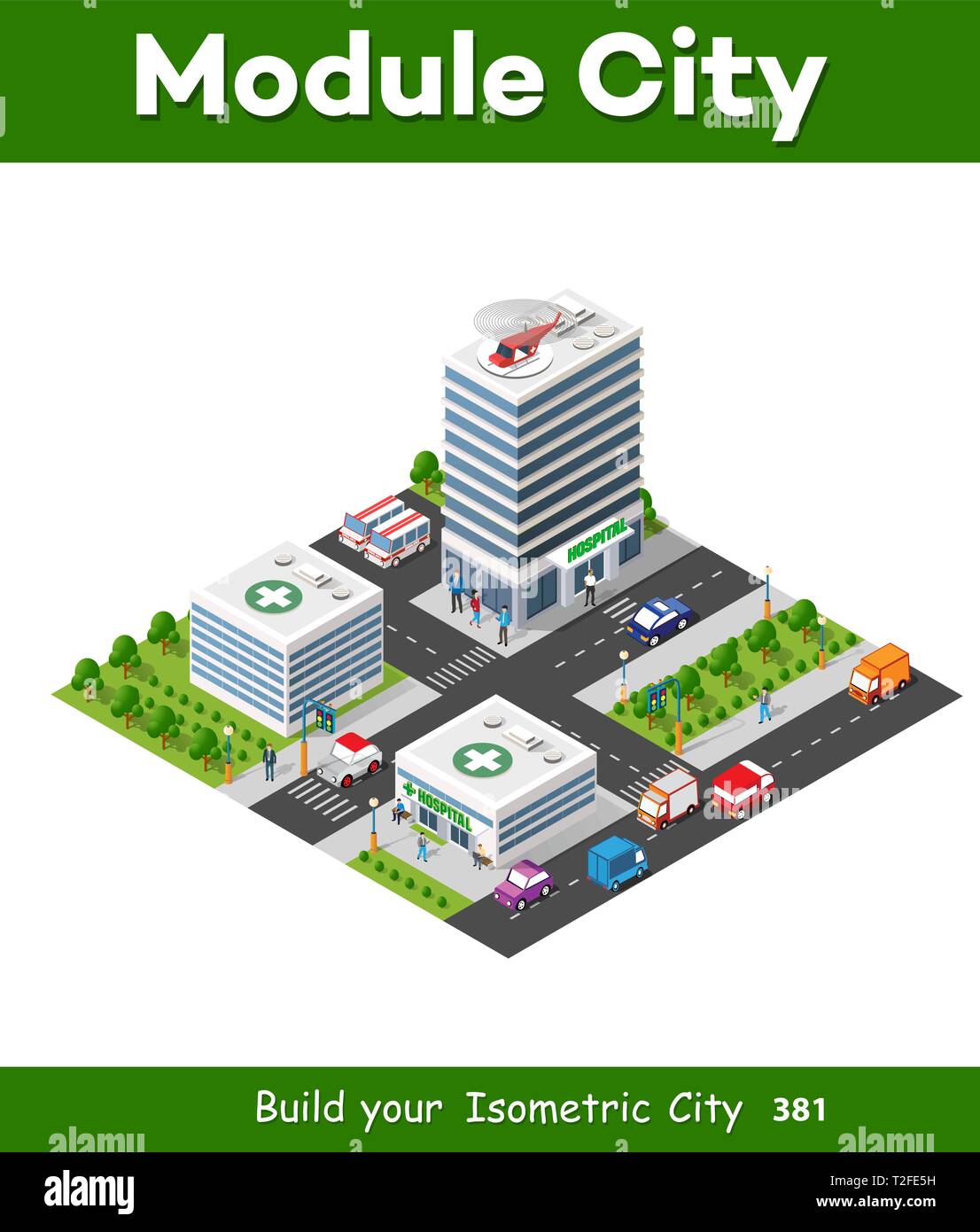 Hospital Isometric 3d Building Health Urban of architecture ...
