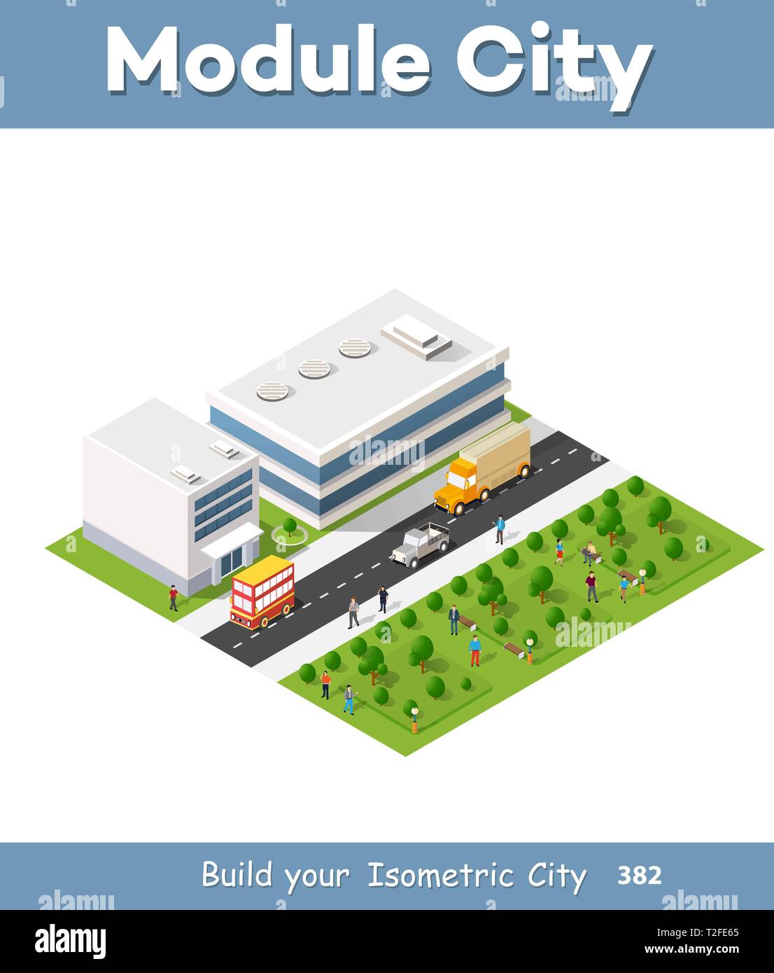 Isometric set module city with skyscraper from urban building vector ...