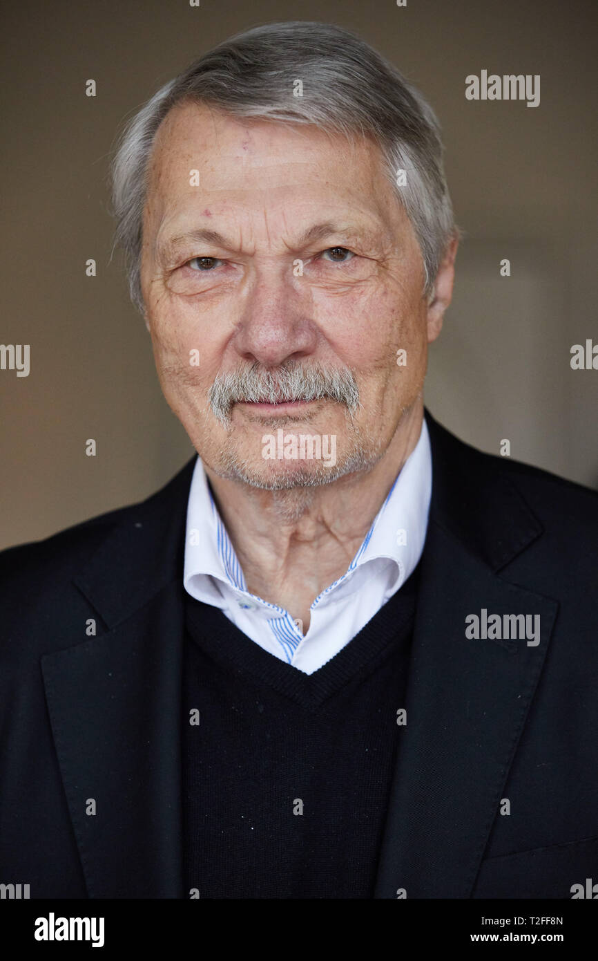 Hamburg, Germany. 15th Mar, 2019. Cabaret artist Henning Venske sits in ...