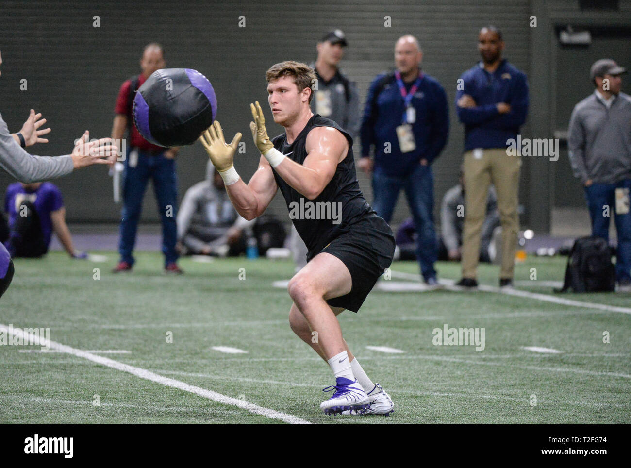 Seattle, WA, USA. 1st Apr, 2019. Tight end DREW SAMPLE of the ...
