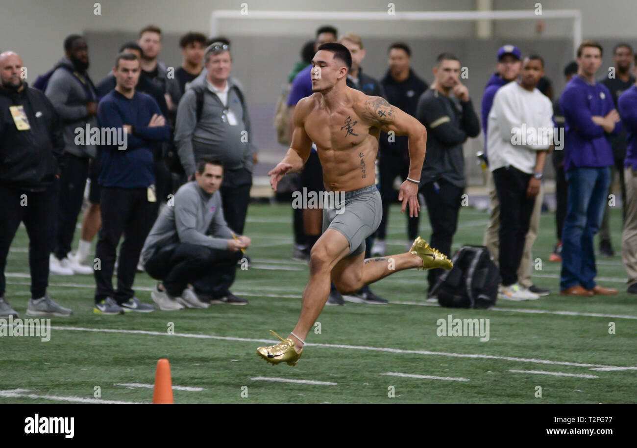 Seattle, WA, USA. 1st Apr, 2019. Safety TAYLOR RAPP of the Washington ...