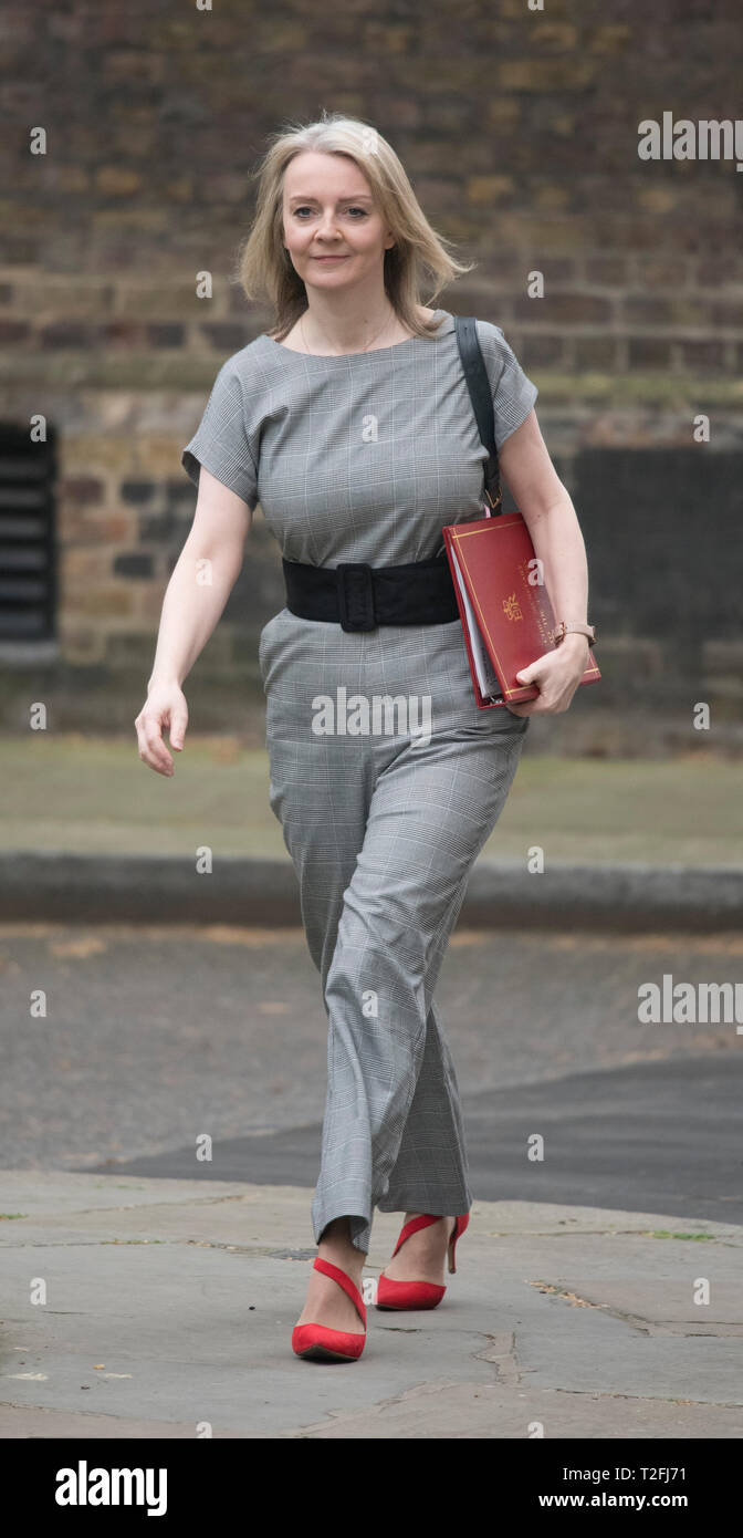 Downing Street, London, UK. 2 April 2019. Elizabeth Truss, Chief ...