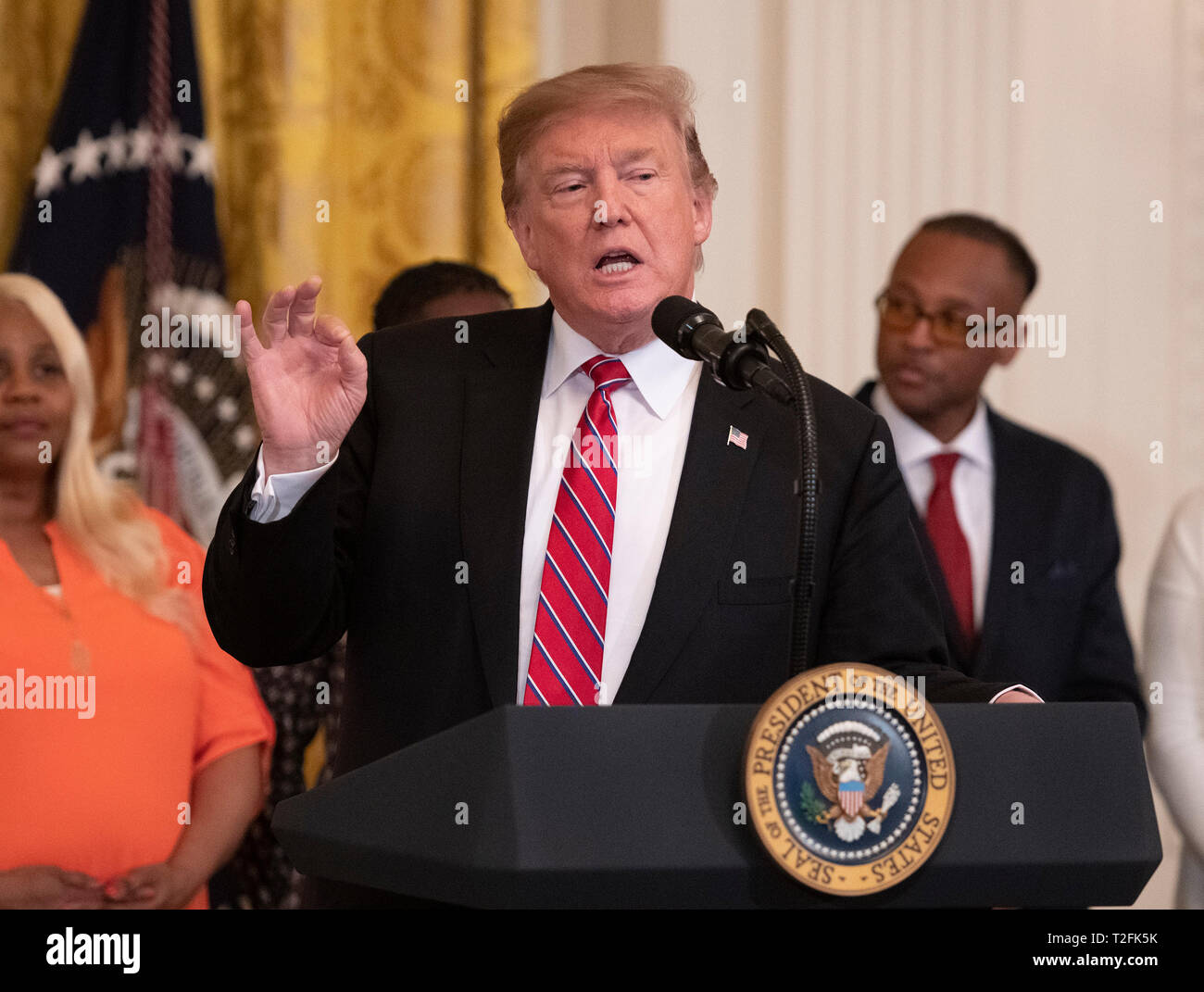United States President Donald J. Trump makes remarks as he hosts the ...