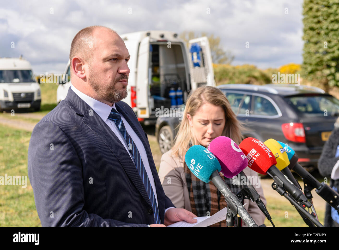 Ballyhalbert, County Down, Northern, Ireland. 02nd Apr, 2019. Detective ...
