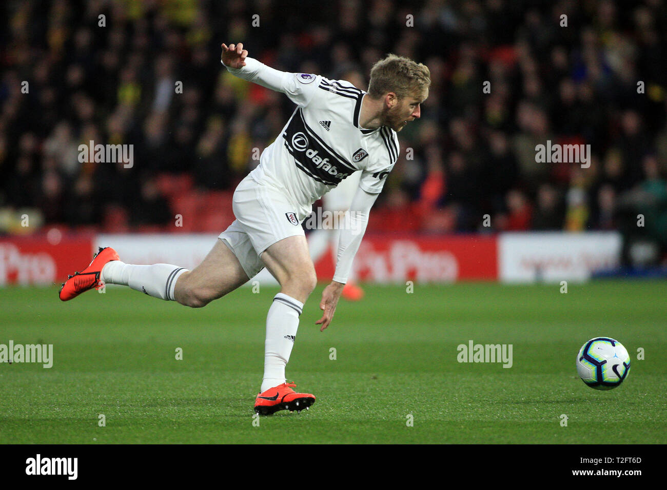 Watford, UK. 02nd Apr, 2019. Tim Ream of Fulham in action. EPL Premier ...