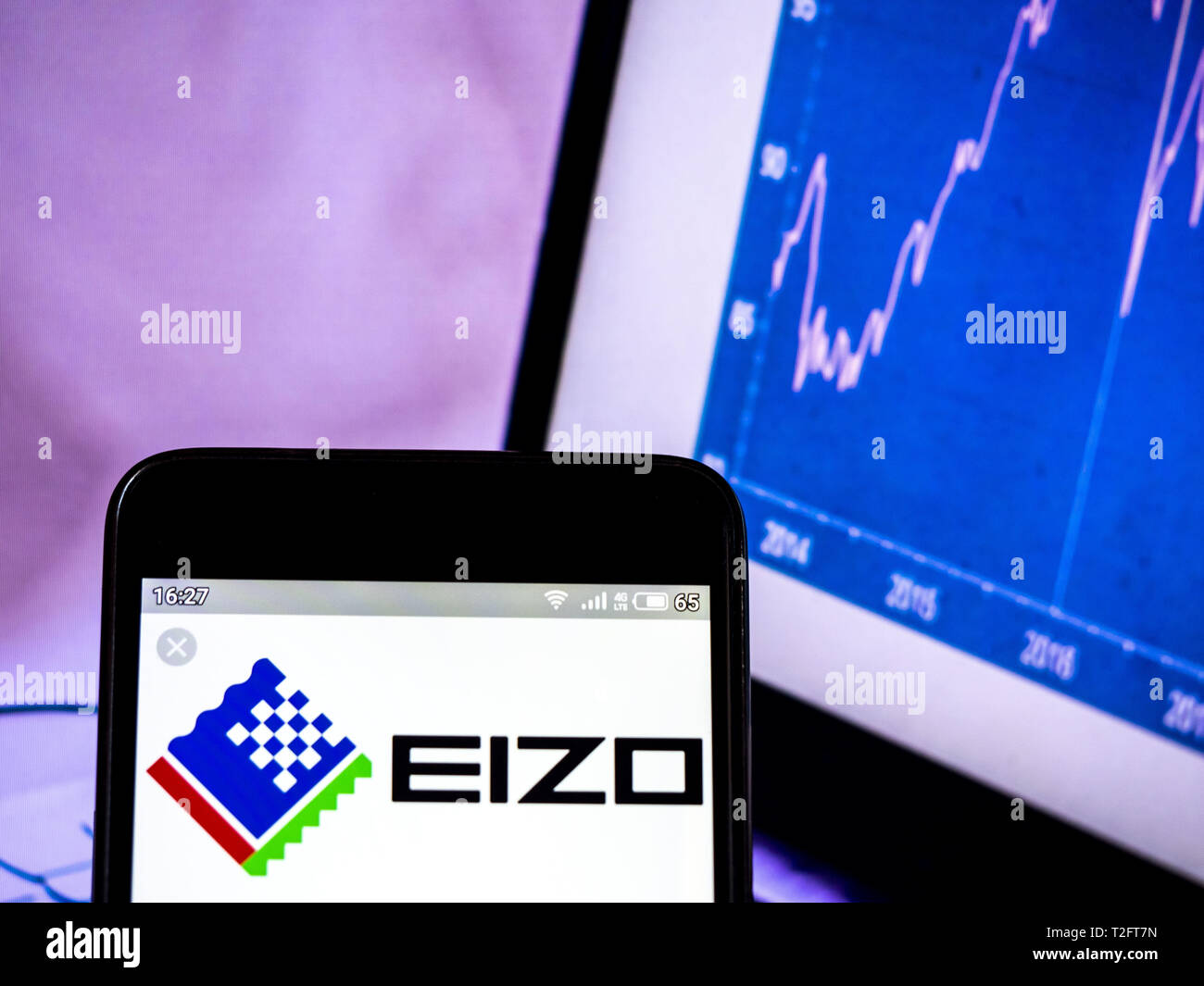Ukraine. 2nd Apr, 2019. In this photo illustration a Eizo Corporation ...