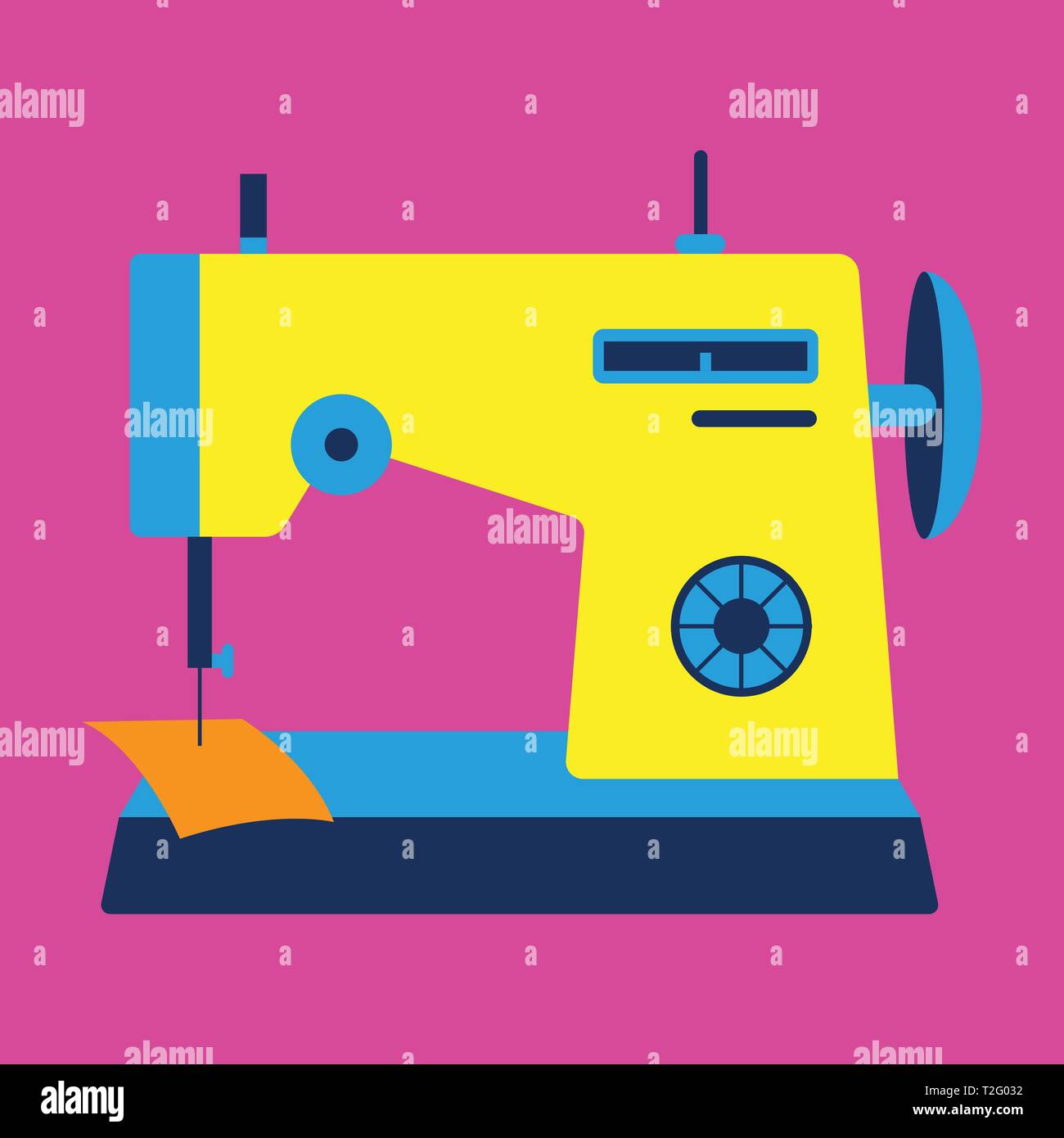 Colorful sewing machine on pink background, conceptual vector Stock ...