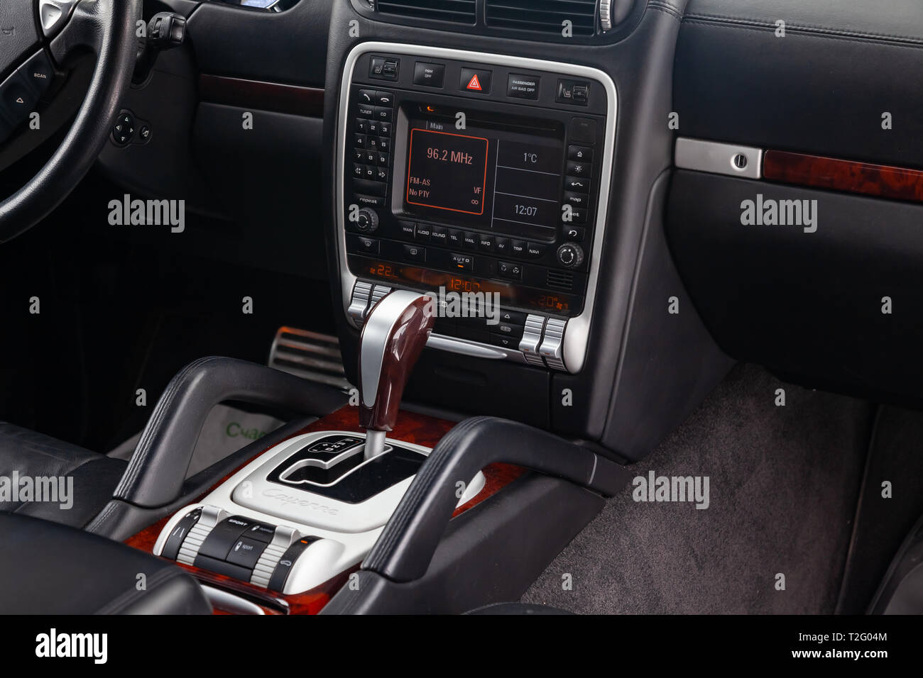 Novosibirsk, Russia - 03.10.2019: View to the interior of Porsche ...