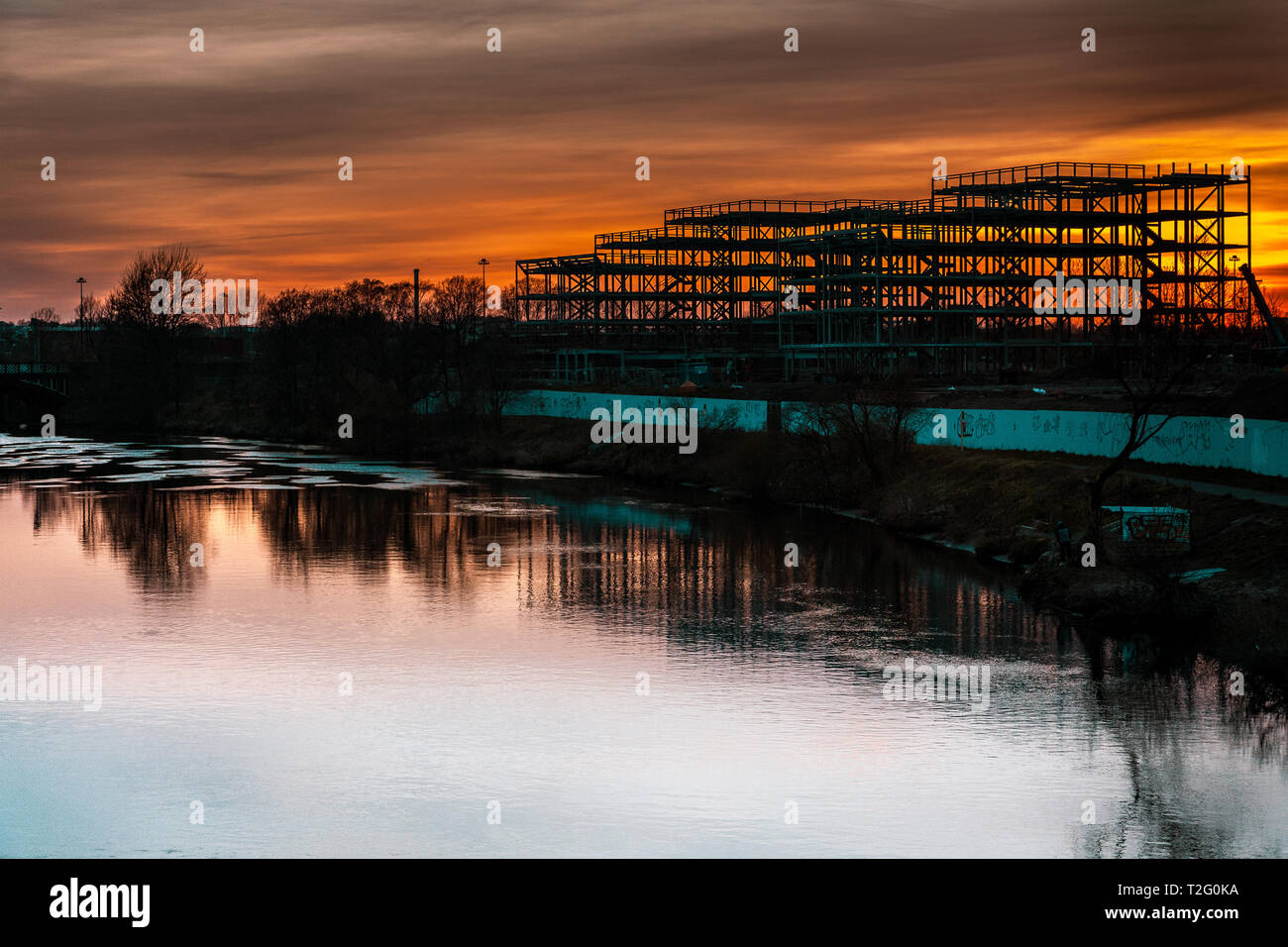 Steel frame structure on the river Clyde Glasgow Scotland Stock Photo ...