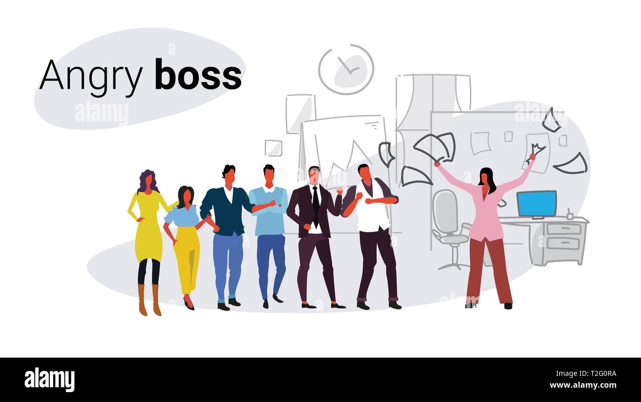 Angry boss throwing paper in meeting Stock Vector Images - Alamy