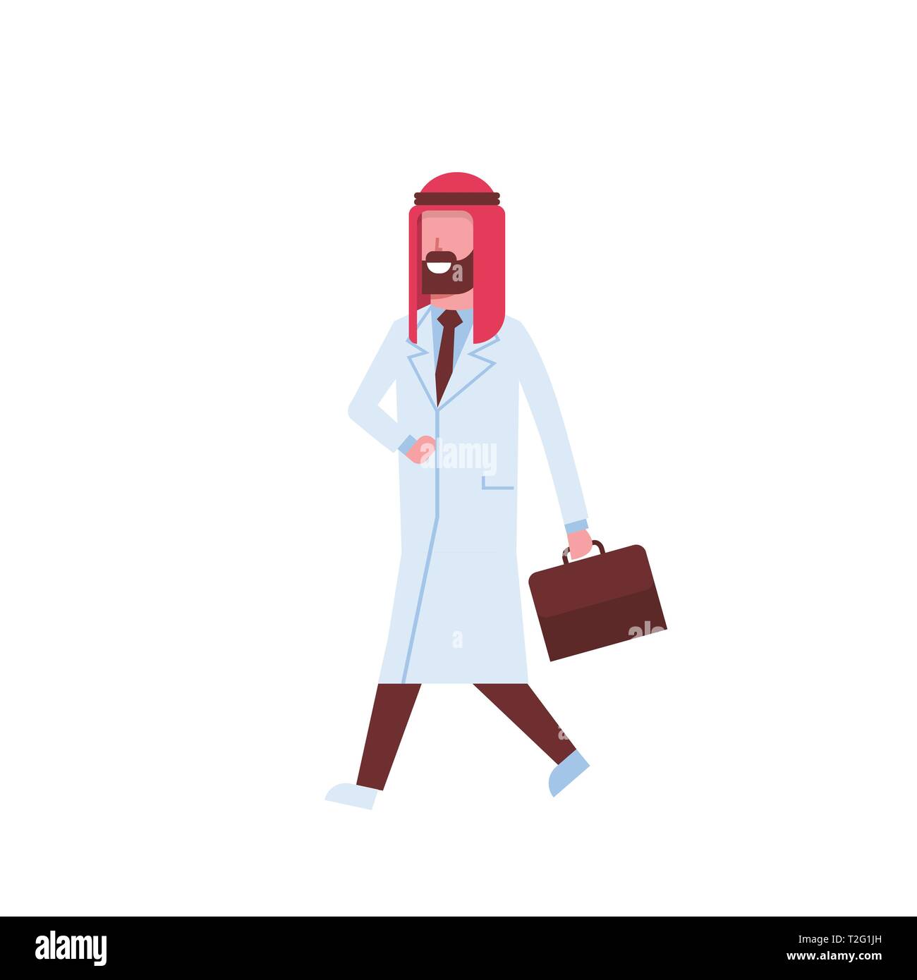 arab male doctor with briefcase going on visit to patient arabic man in ...