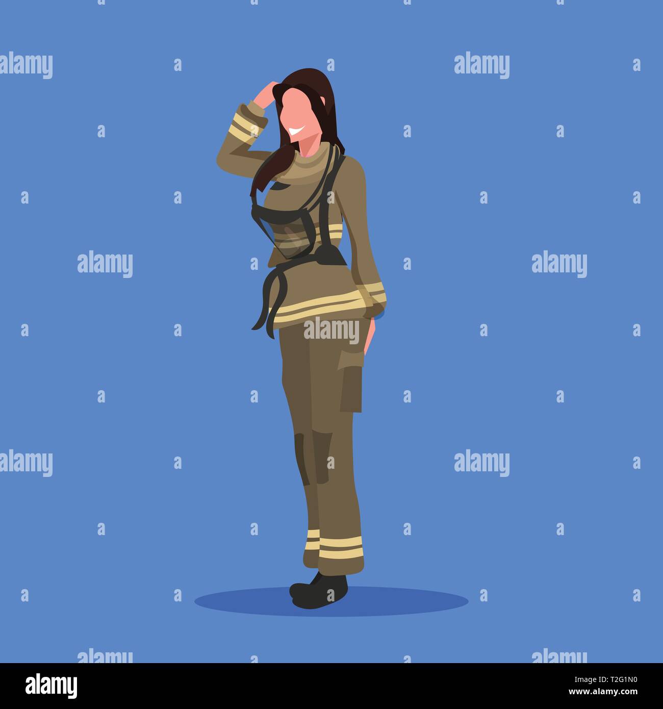 firewoman in uniform woman fire fighter professional occupation concept ...