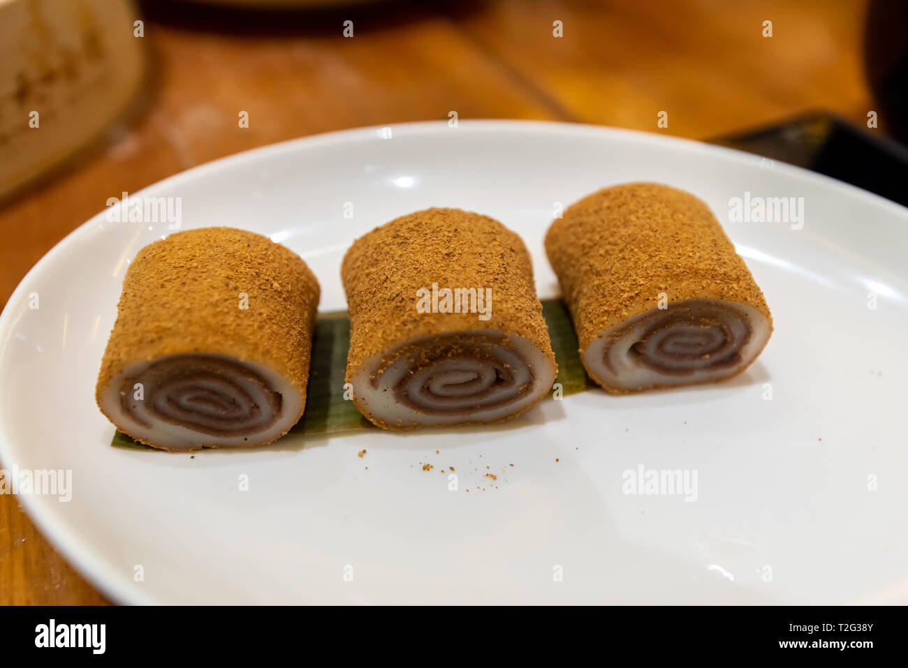 Chinese style desert Red bean roll cake , Philippines Stock Photo - Alamy