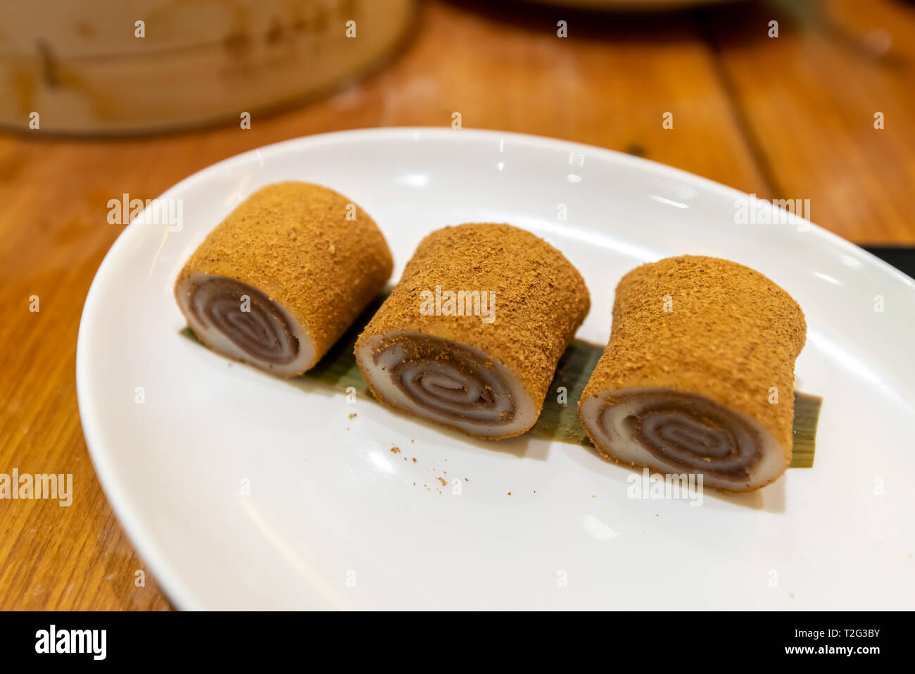Chinese style desert Red bean roll cake , Philippines Stock Photo - Alamy