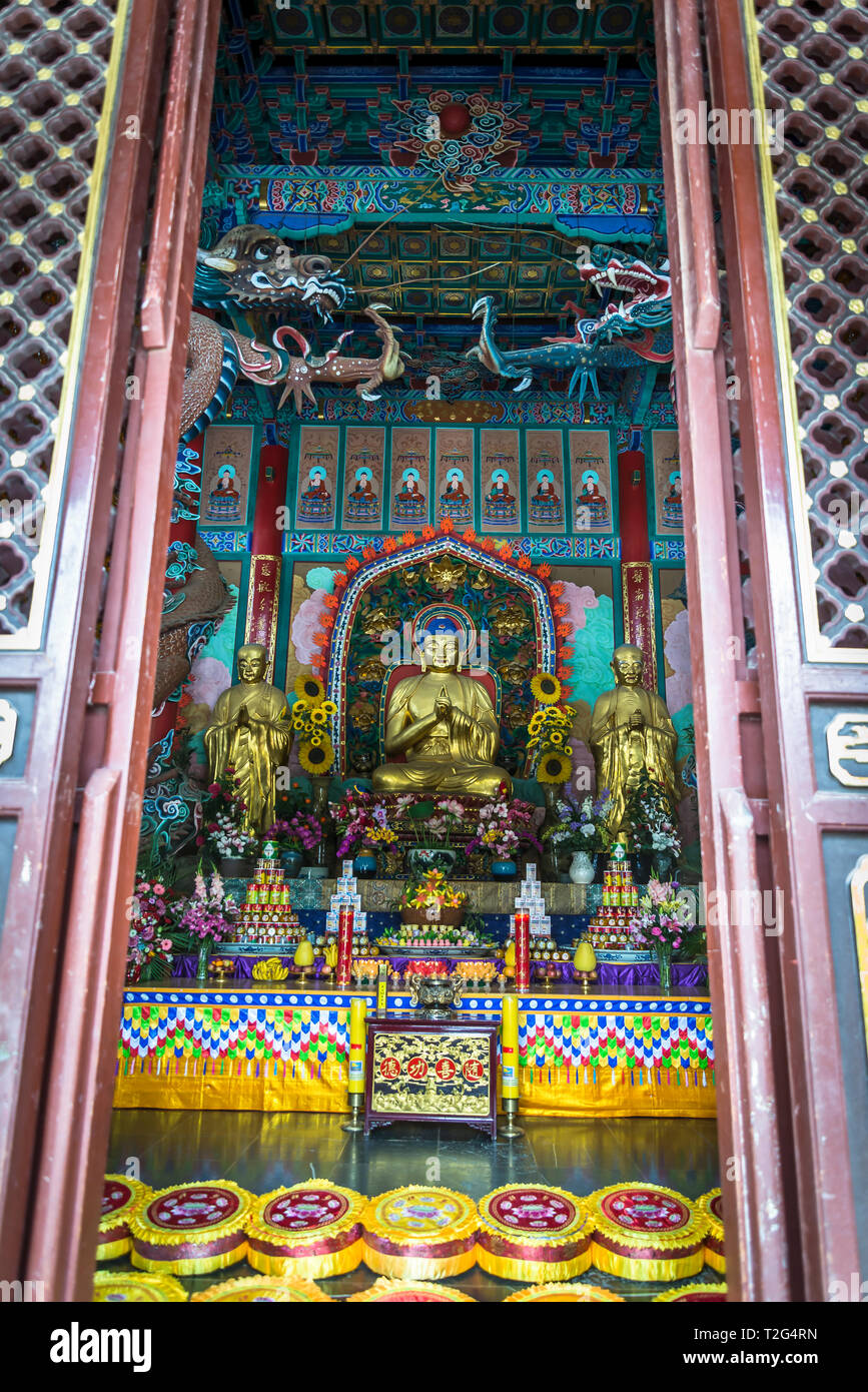 Altar in the Yuantong Temple, the most famous Buddhist temple, first ...